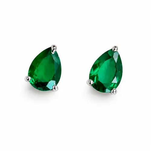 ZUVAN Teardrop Stud Earrings - Emerald