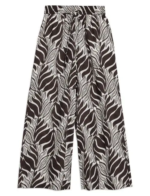 ALBARAY Palm Print High-waist Wide-leg Trousers