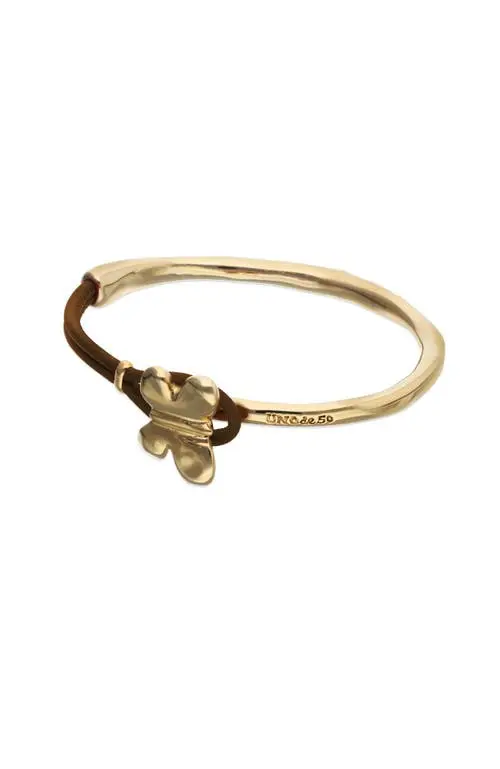 UNODE50 Gold-tone Leather Butterfly Bracelet