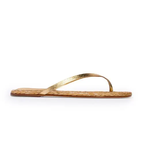 BLACK SUEDE STUDIO Alaya Sandal - Gold Leather/raffia