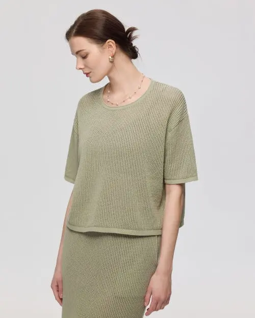 JUANA Marina Crochet Tee - Light Sage