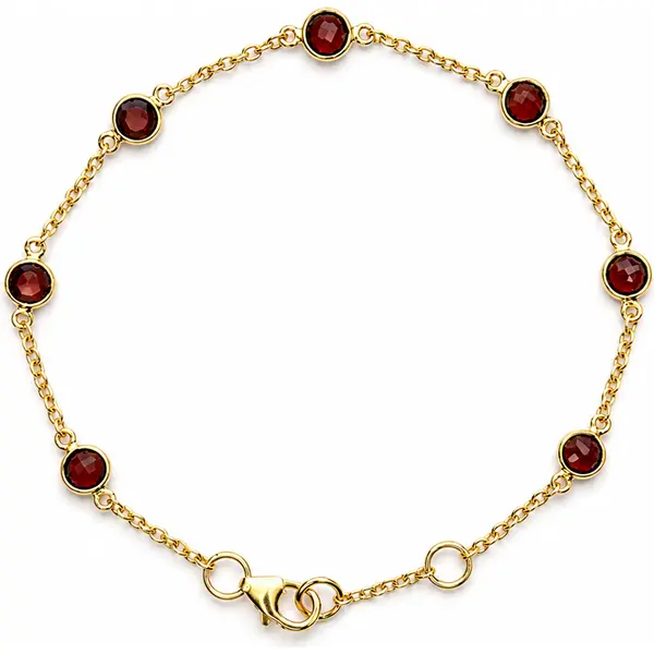 ZUVAN January Birthstone Bracelet Garnet - Gold