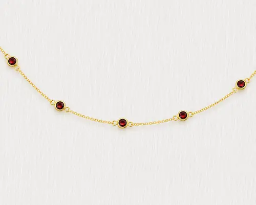 ZUVAN January Birthstone Bracelet Garnet - Gold