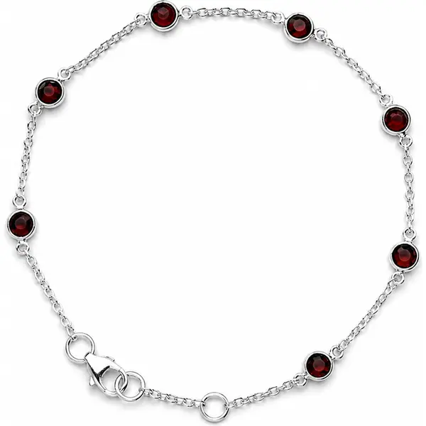 ZUVAN January Birthstone Bracelet Garnet - Silver