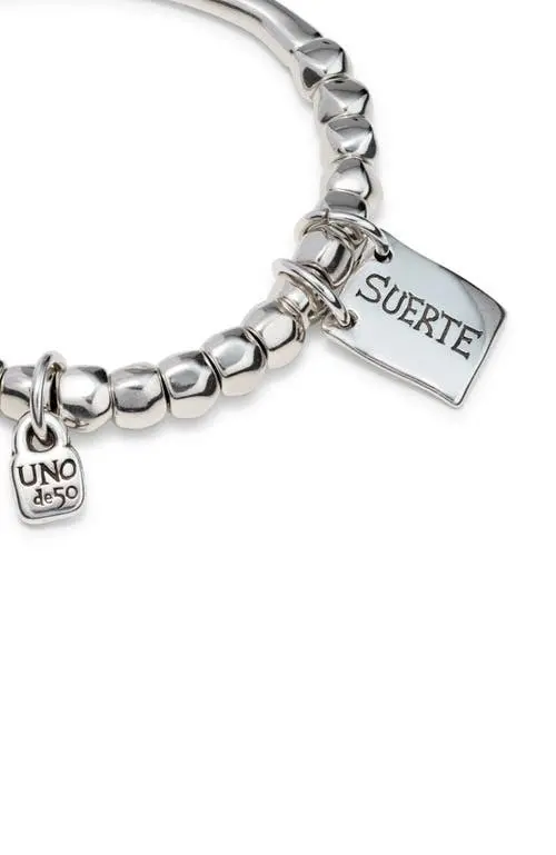 UNODE50 Plated Bead Bracelet With "luck" Message