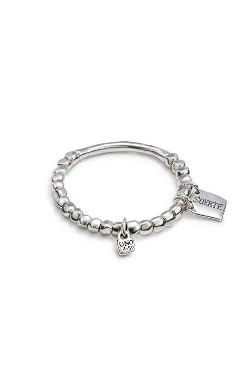 UNODE50 Plated Bead Bracelet With "luck" Message