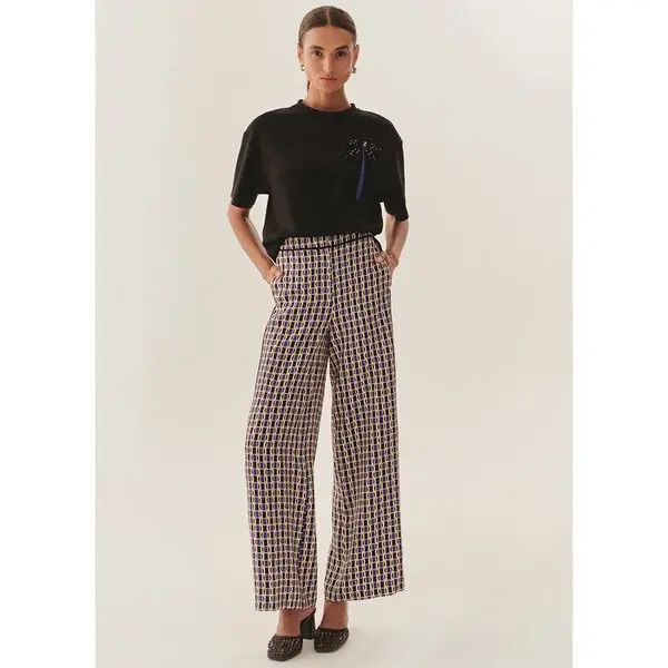 EXQUISE Julianna Chic Fluid Wide Leg Pants - Blue
