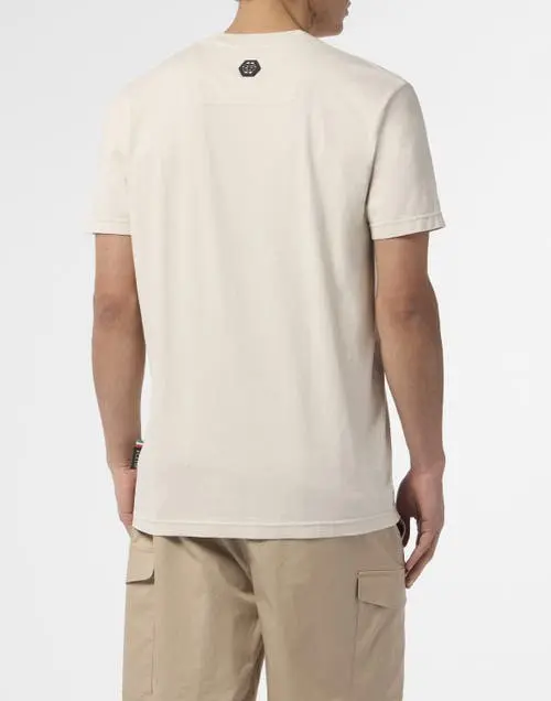 Philipp Plein Round Neck T-shirt Raw Edge Monogram Monogram - Beige