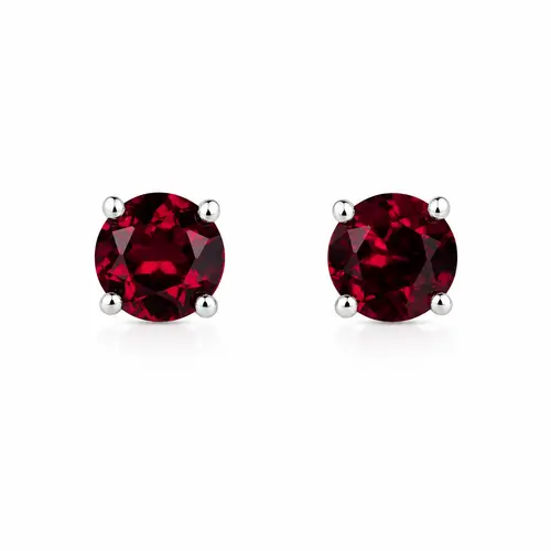 ZUVAN Oval Birthstone Stud Earrings - Garnet
