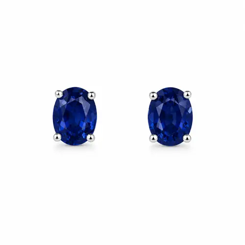ZUVAN Oval Birthstone Stud Earrings - Sapphire
