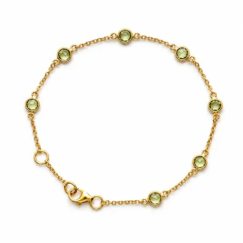 ZUVAN Peridot Birthstone Bracelet In Sterling With Finish - Gold
