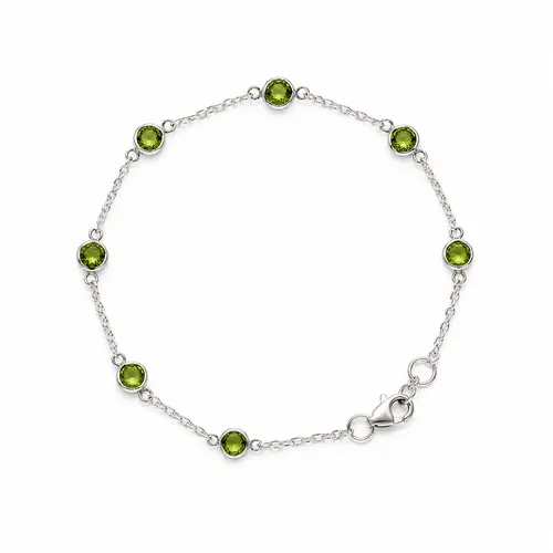 ZUVAN Peridot Birthstone Bracelet In Sterling With Finish - Silver