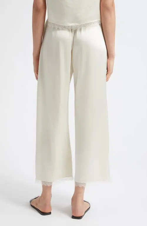 LESET Lace Detail Crop Satin Pants