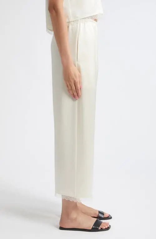 LESET Lace Detail Crop Satin Pants