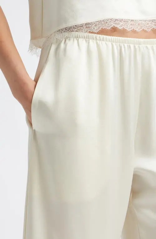 LESET Lace Detail Crop Satin Pants