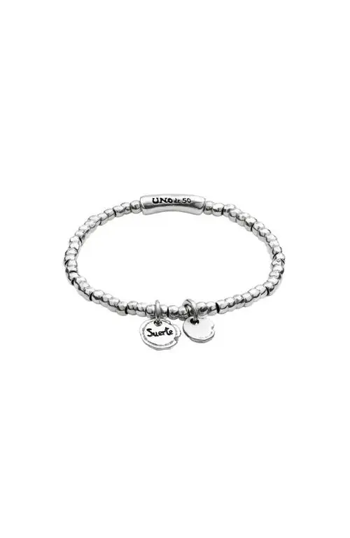 UNODE50 Sterling Plated Beaded Bracelet With Charm - Silver