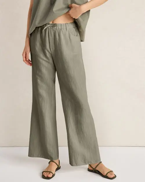 HAVEN WELL WITHIN Organic Cotton Linen Drawstring Pants - Vetiver