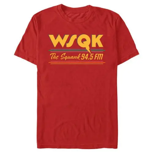 STRANGER THINGS Netflix Retro Radio The Squawk Wsqk 94.5 Fm Stripes Short Sleeve Graphic T-shirt - Red