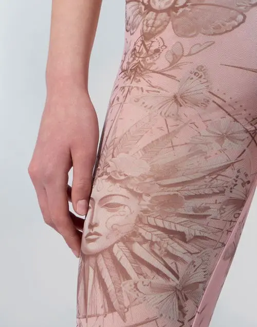 Philipp Plein Tulle Leggings Butterfly Tattoo