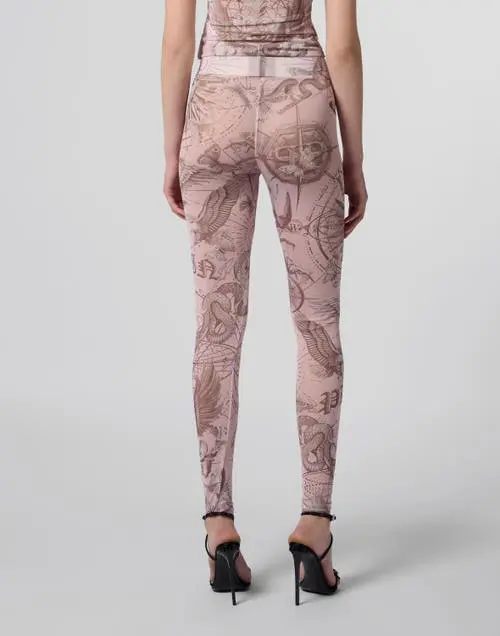 Philipp Plein Tulle Leggings Butterfly Tattoo