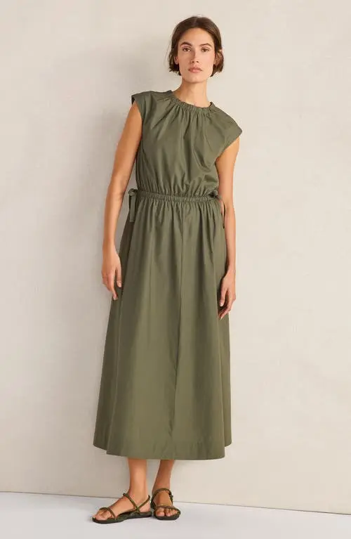 HAVEN WELL WITHIN Organic Cotton Poplin Side-tie Maxi Dress - Deep Willow
