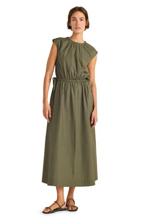 HAVEN WELL WITHIN Organic Cotton Poplin Side-tie Maxi Dress - Deep Willow