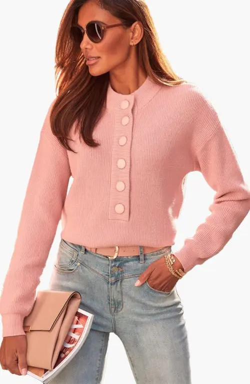 LASCANA Ribbed Button Up Sweater