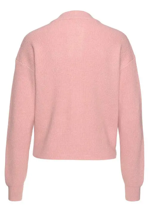 LASCANA Ribbed Button Up Sweater