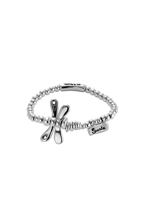 UNODE50 Sterling Plated Dragonfly Charm Bracelet - Silver