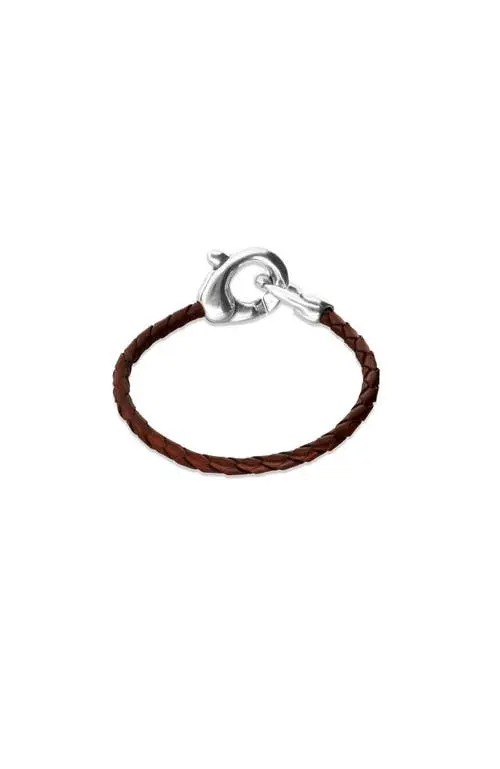 UNODE50 Brown Leather Bracelet With Interlocking Carabiner Detail