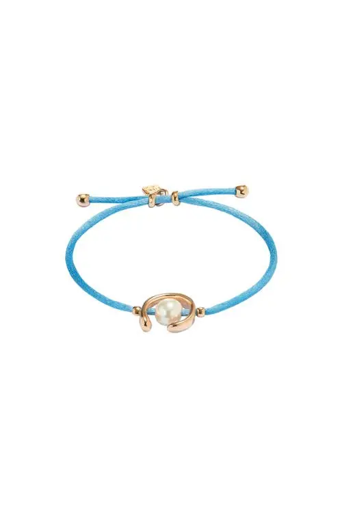 UNODE50 Blue Thread Bracelet With Pearl Shell Findings Plated - Gold