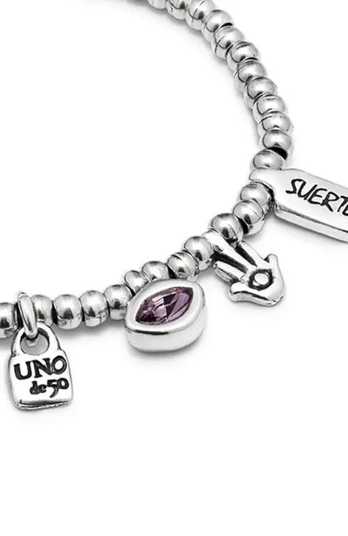 UNODE50 Plated Charm Bracelet With Crystal