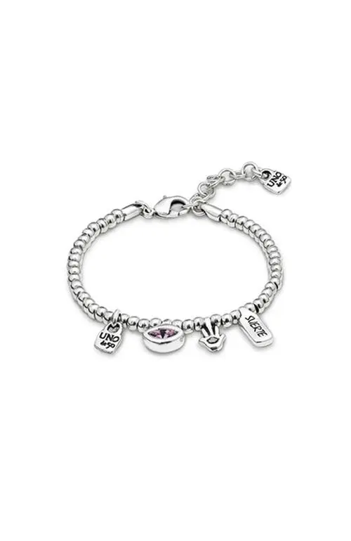 UNODE50 Plated Charm Bracelet With Crystal - Silver