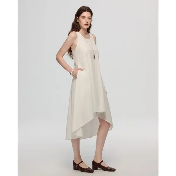 JUANA Hemp High Low Dress - White