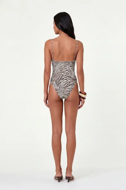 NICHOLAS Dione One-piece Swimsuit With Embellished Strap - Graphic Zebra