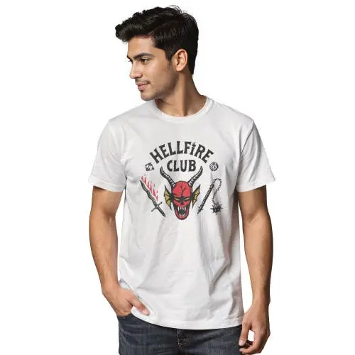 STRANGER THINGS Netflix Welcome To The Hellfire Club Short Sleeve Graphic T-shirt - White