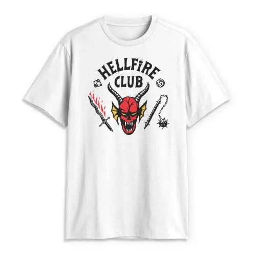 STRANGER THINGS Netflix Welcome To The Hellfire Club Short Sleeve Graphic T-shirt - White