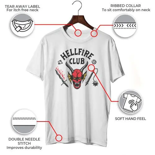 STRANGER THINGS Netflix Welcome To The Hellfire Club Short Sleeve Graphic T-shirt - White