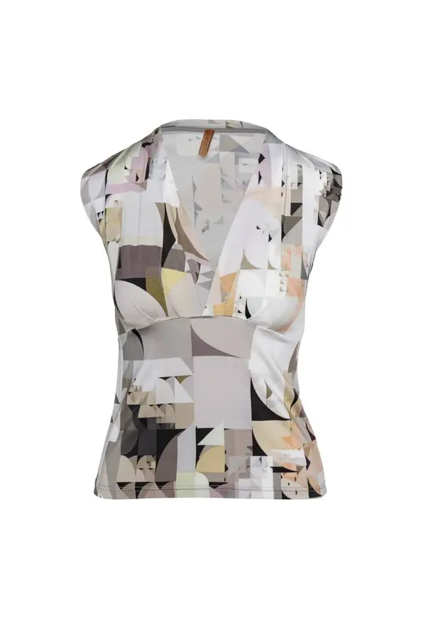 CONQUISTA V Neck Print Top