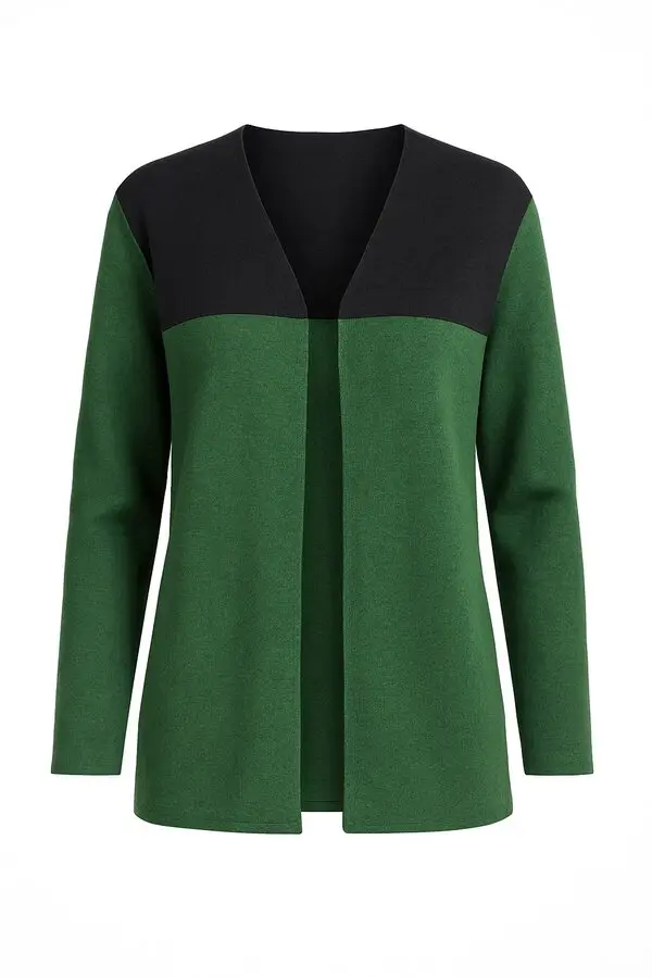 CONQUISTA Wool Blend Block Colour Cardigan - Green