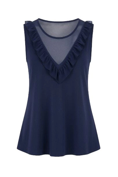 CONQUISTA Tulle Detail Top - Blue