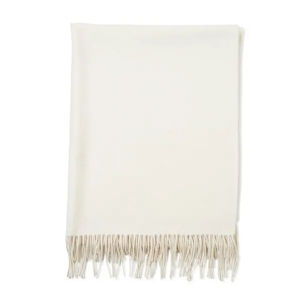 BEL CASHMERE Cashmere Stole With Fringes - White