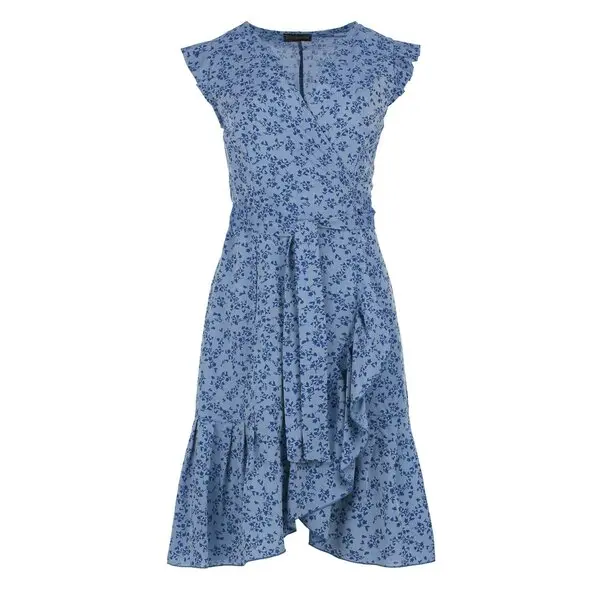CONQUISTA Cornflower Floral Viscose Dress - Blue