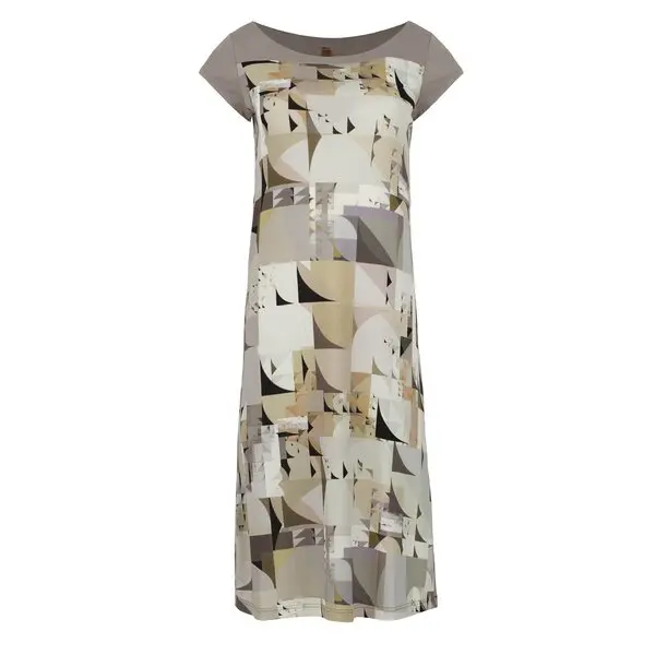 CONQUISTA A Line Geometric Print Dress