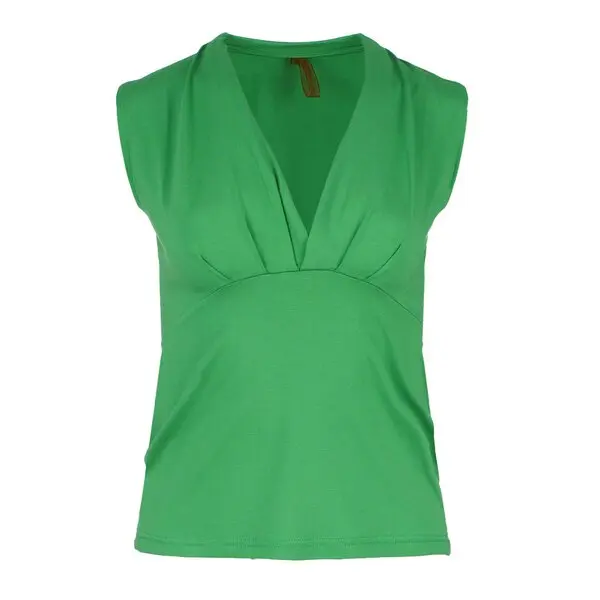 CONQUISTA Faux Wrap Sleeveless Top - Green