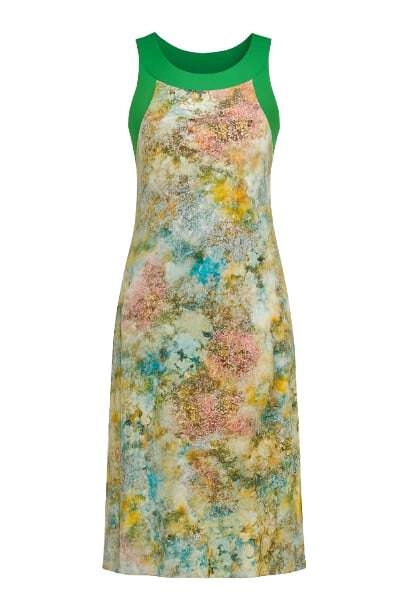 CONQUISTA Floral A Line Maxi Dress - Green