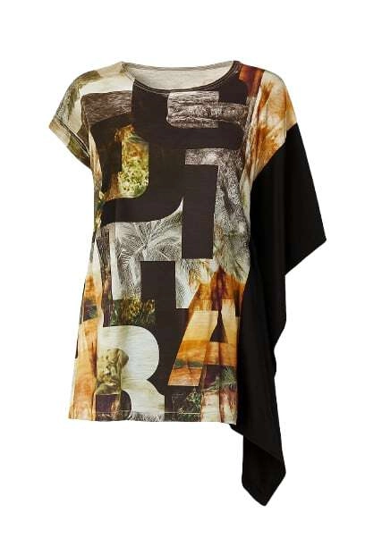 CONQUISTA Asymmetric Print Tunic