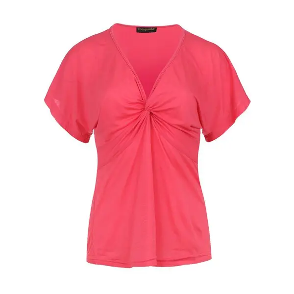 CONQUISTA Coral Knot Detail Organic Tencel Jersey Top - Red