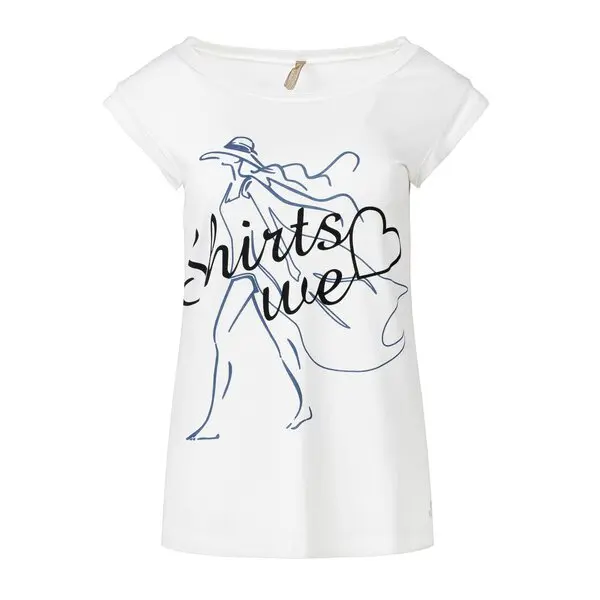 CONQUISTA Printed Short Sleeve Top - White