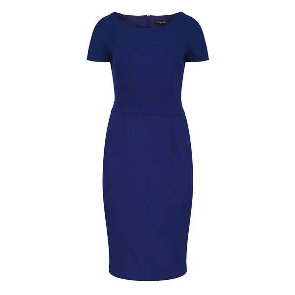 CONQUISTA Fitted Electric Cap Sleeve Dress Punto - Blue